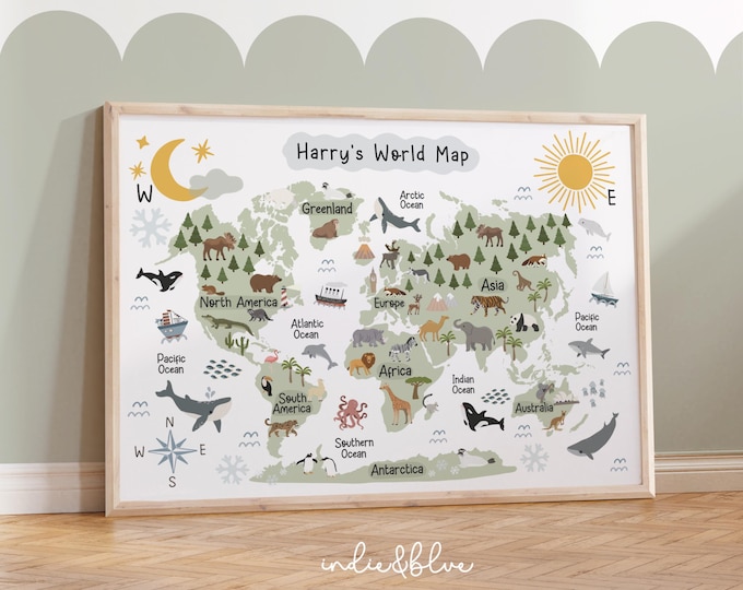 Nursery Printable - Animal World Map - Kids World Map - Poster Digital ... Nursery Printable - Animal World Map - Kids World Map - Poster Digital ...