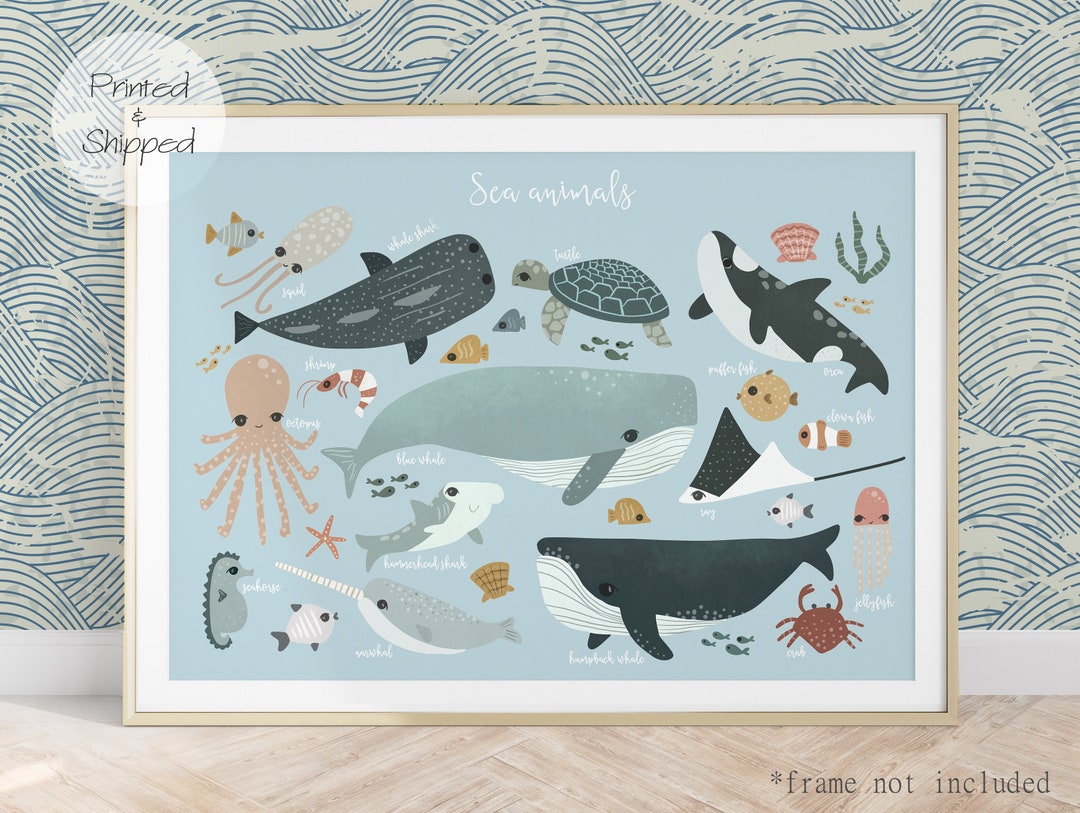 Sea Animals Print, Under the Ocean Print, Nautical Nursery Print ...