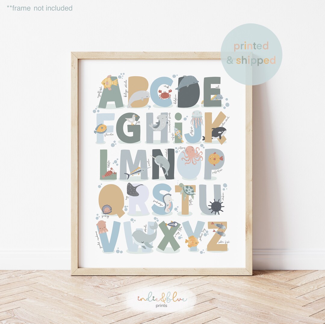 Sea Animals Alphabet Print, Under the Ocean Print, Boy Nursery, Sea ...
