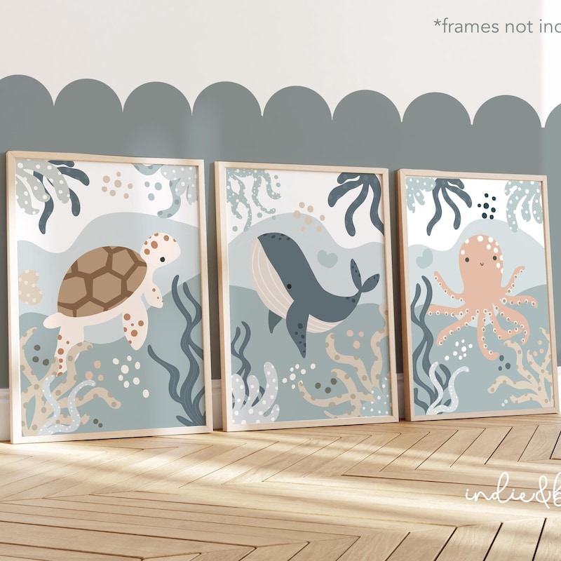 Pastel Sea Animal Poster - Etsy UK