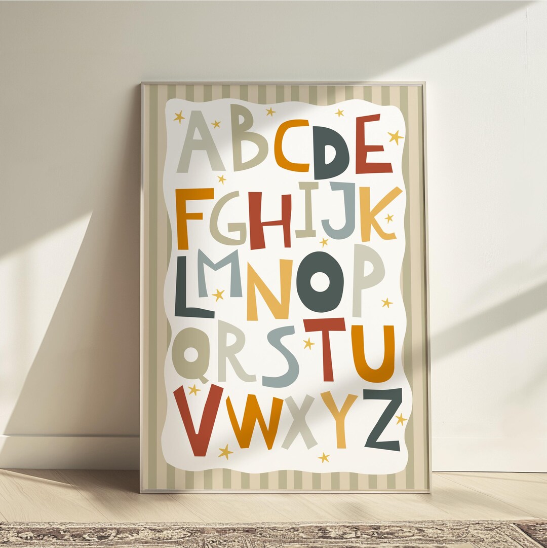 Educational Alphabet Chart Print in Bright Colours, ABC Print ...