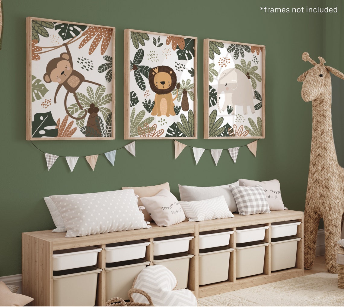 Set of 3 Safari Animals Prints Lion Print Monkey Print - Etsy UK