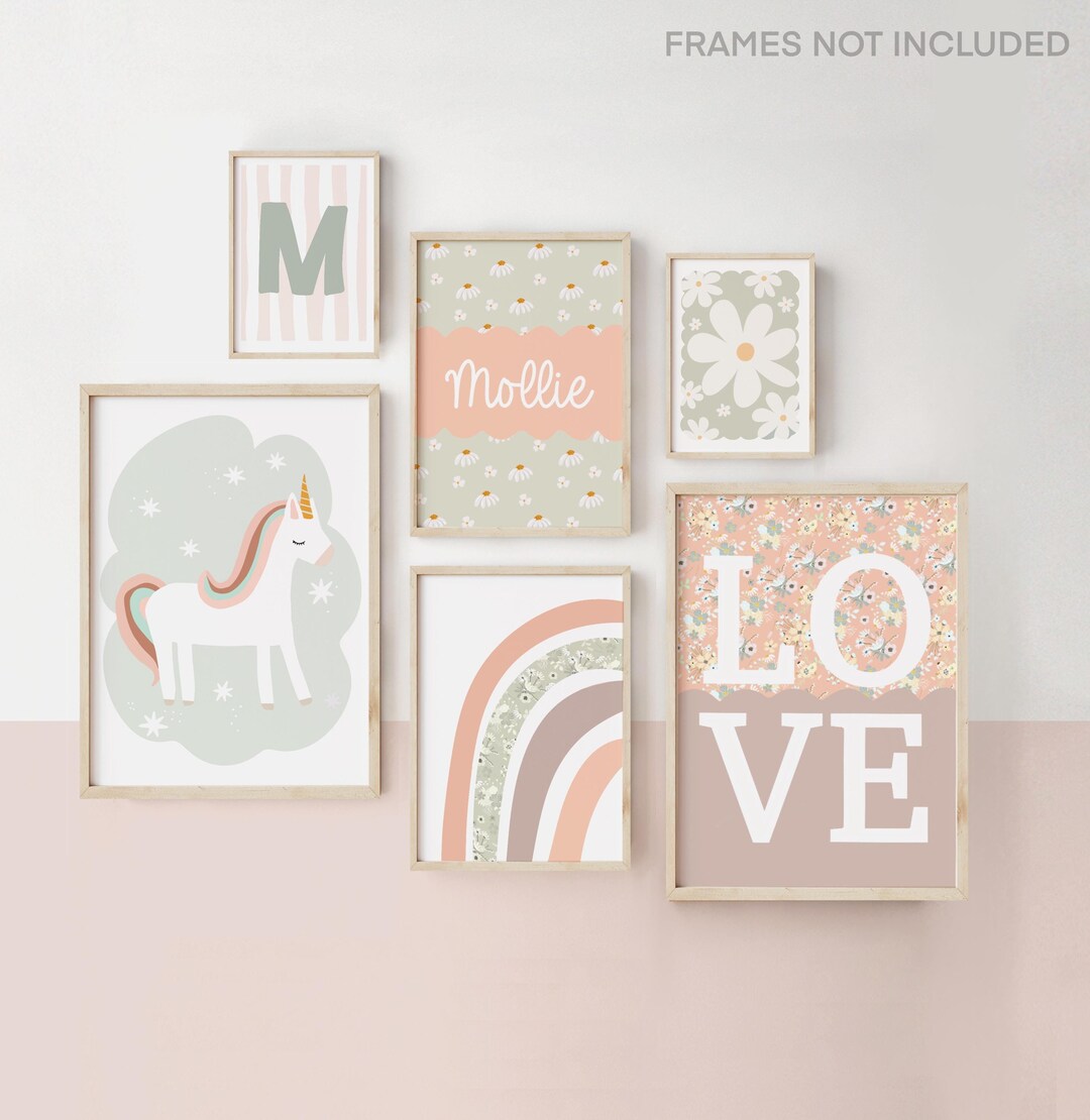 Set of 6 Personalised Mermaids Print Set in Pastel, Under the Ocean ...