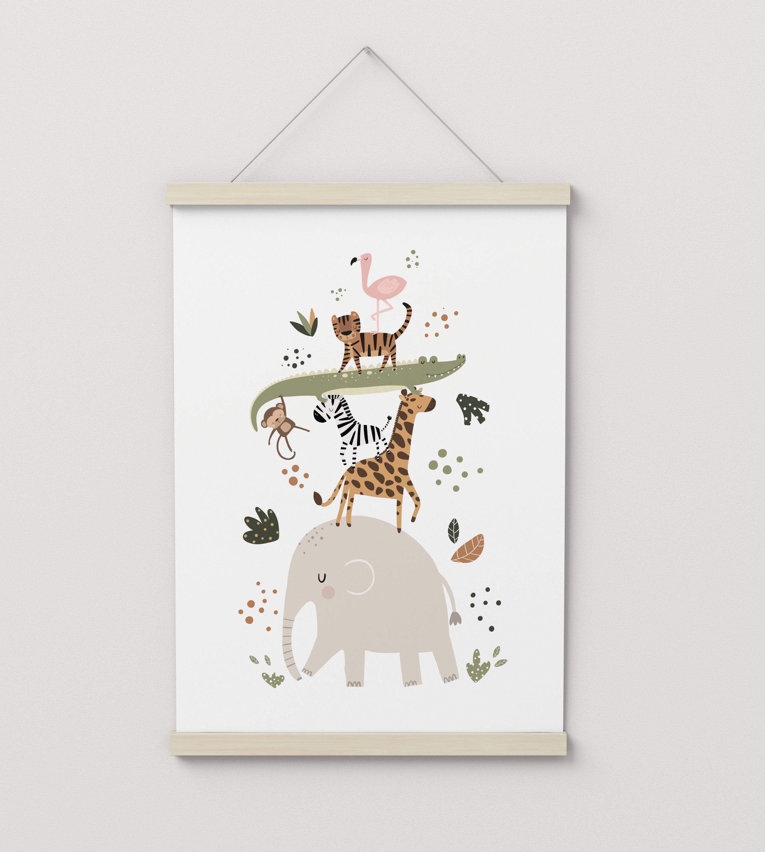 Jungle Animal Stack, Safari Animals Print, Scandi Nursery Decor, Boy ...