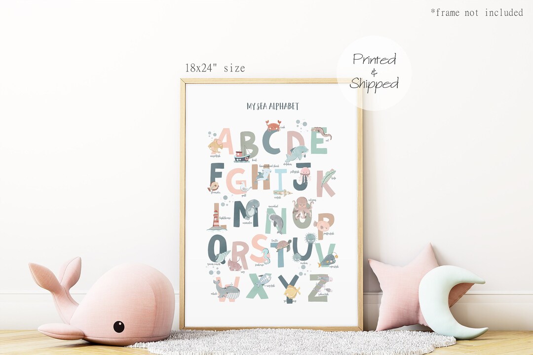 Under the Ocean Print, Sea Alphabet Print, Nautical Nursery Print ...