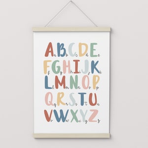 Rainbow Unframed Alphabet Chart Print, Alphabet Nursery Decor ...