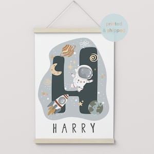 Personalised Name Space Print, Space Nursery Poster, Solar System Boy ...