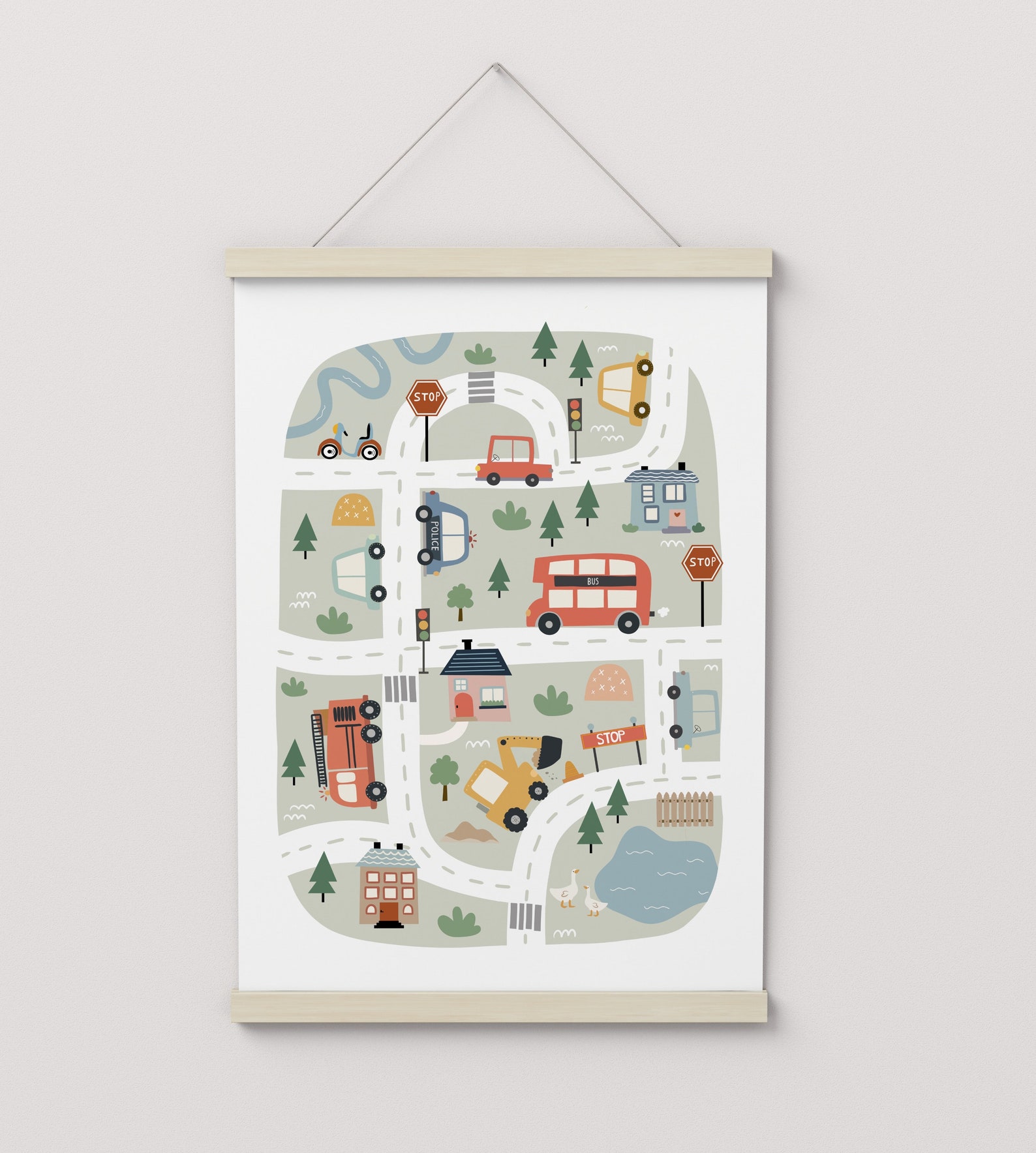 Scandi Cars Map Print, Transport Print, Vehicles Educational Poster ...