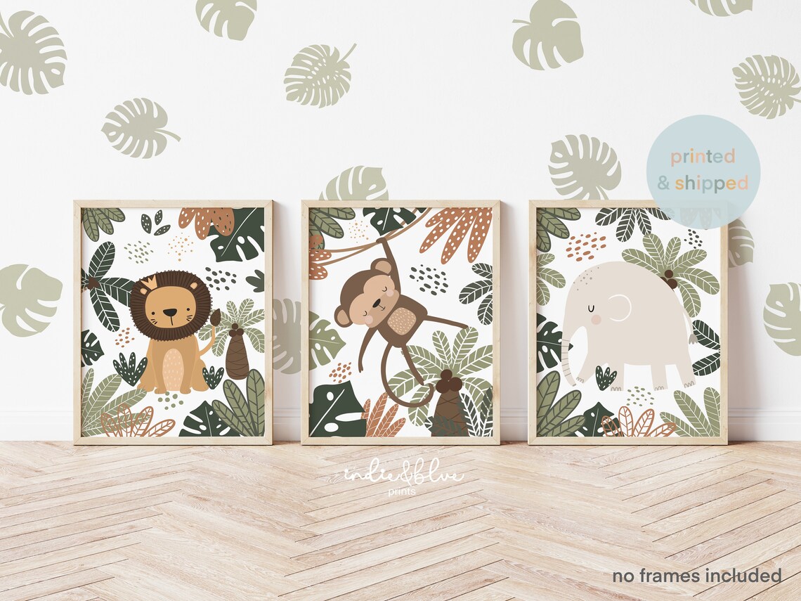 Set of 3 Safari Animals Prints Lion Print Monkey Print - Etsy UK