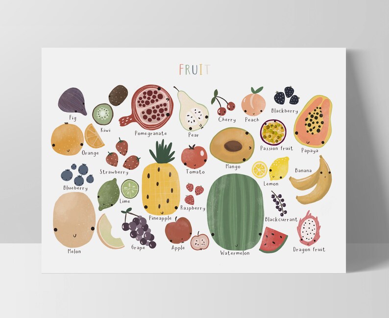 Fruit Chart Poster Educational Print Montessori Playroom - Etsy