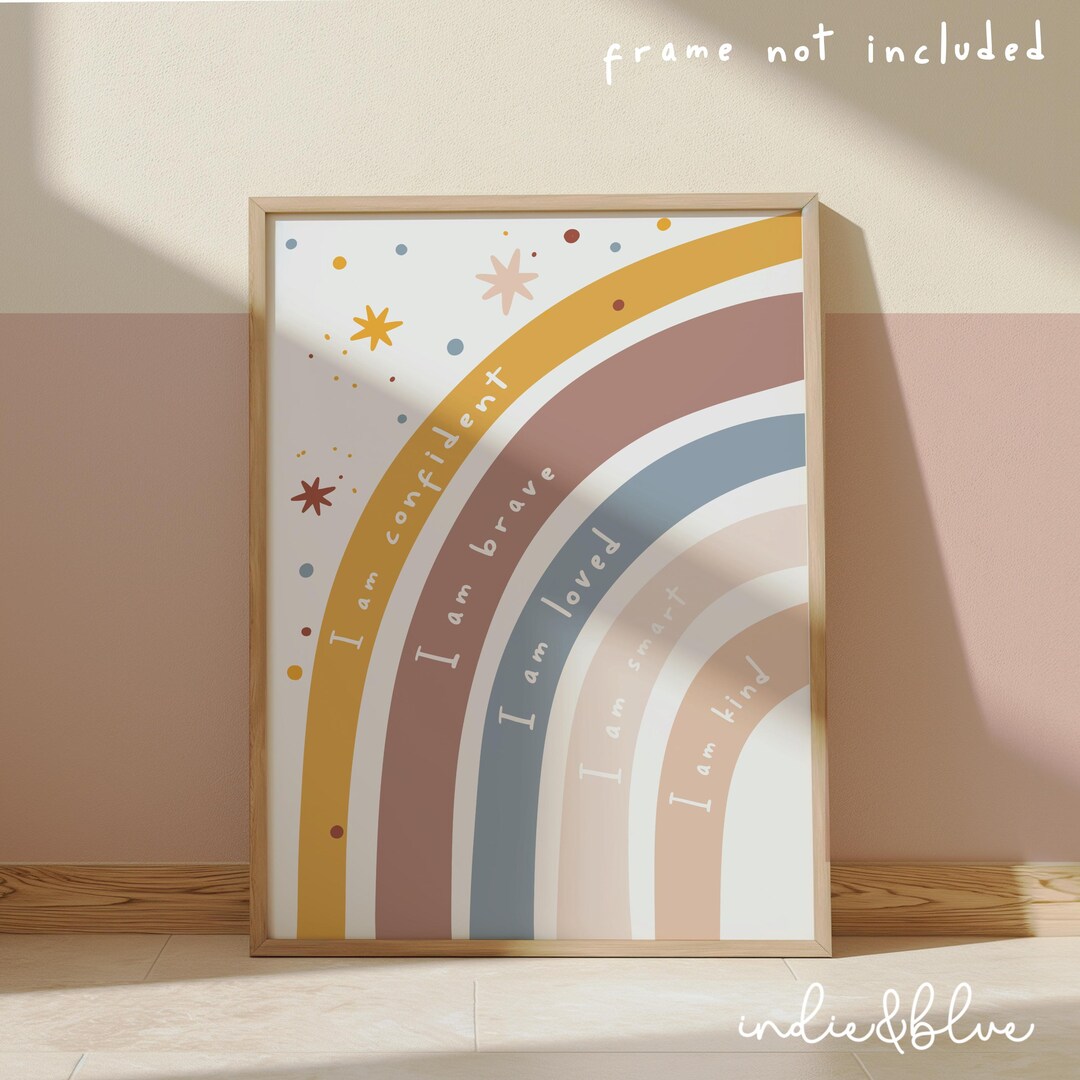 Affirmation Quotes Rainbow Poster, Pastel Rainbow Print, Girl Nursery ...