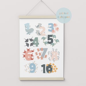 Numbers Chart Print, Ocean Nursery Sea Animals Print, Under the Ocean ...