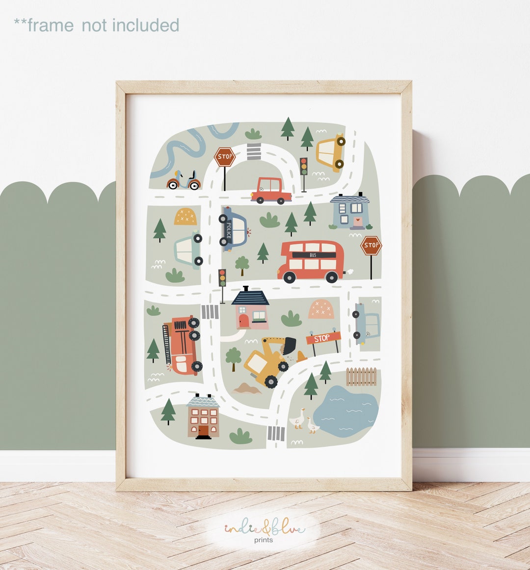 Scandi Cars Map Print, Transport Print, Vehicles Educational Poster ...