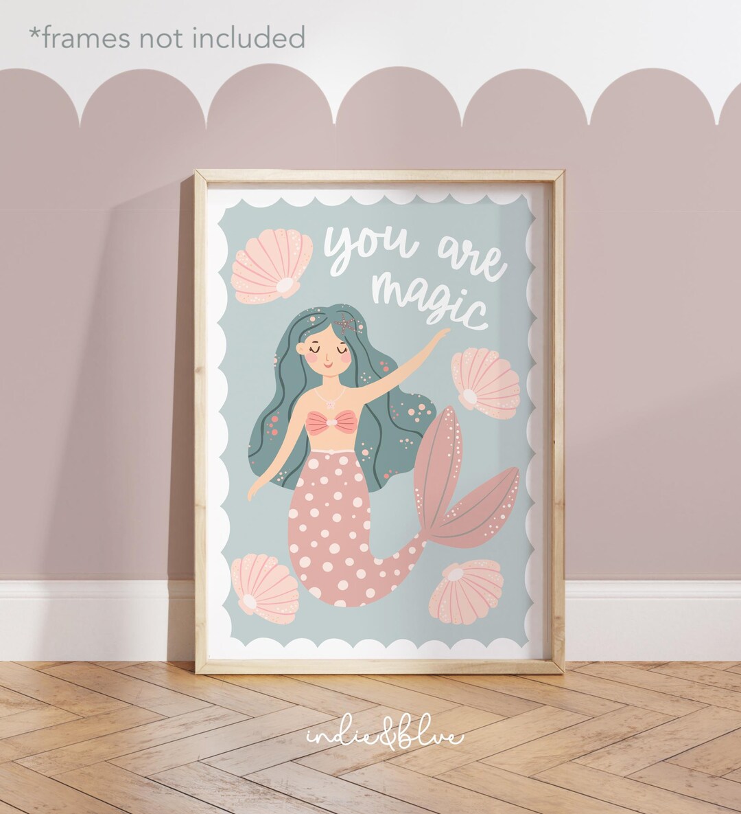 Mermaid Print in Pastel, UNFRAMED Under the Sea Nursery Print, Girl ...