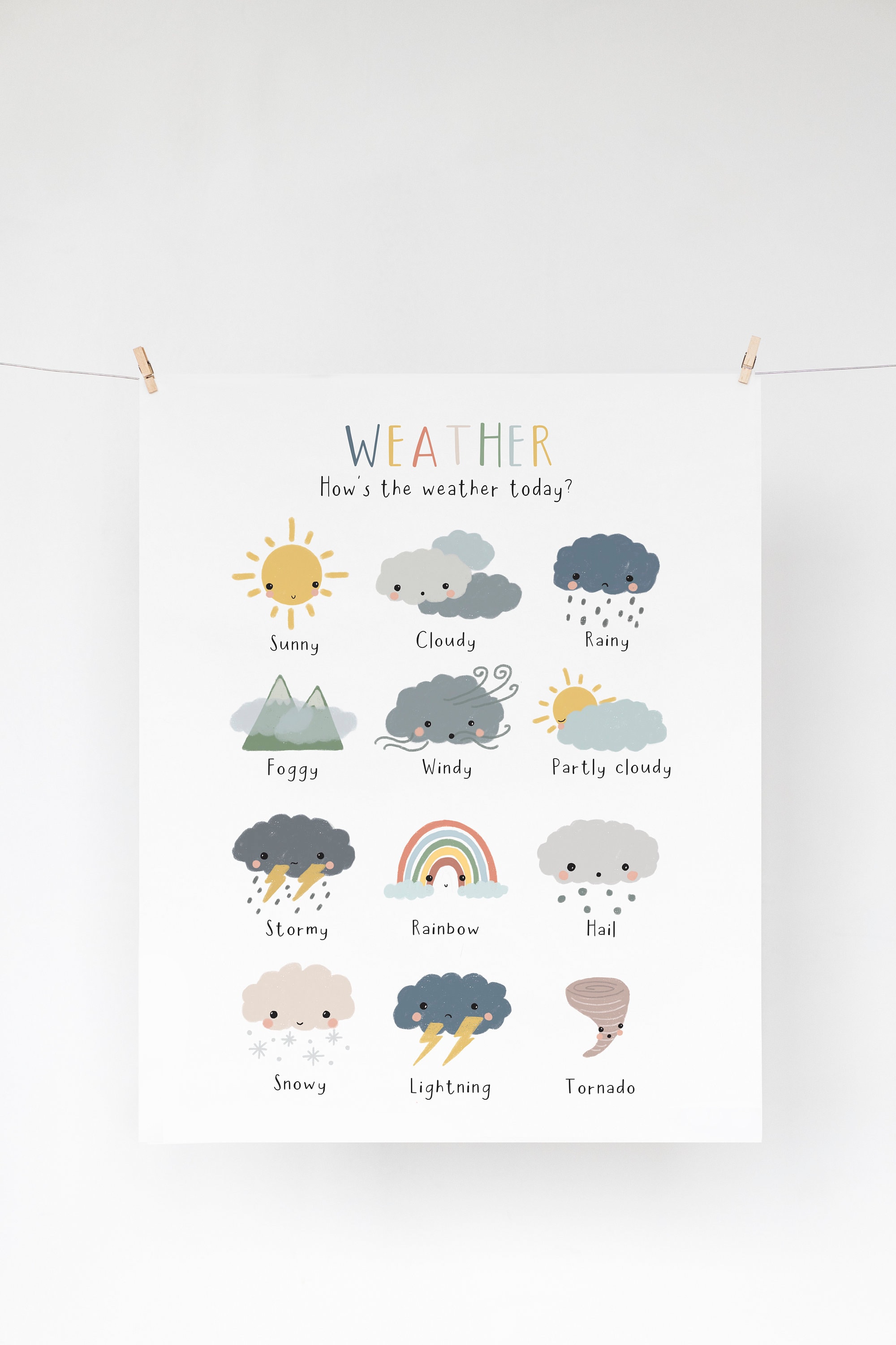 Weather Chart Poster Educational Print Montessori Playroom - Etsy