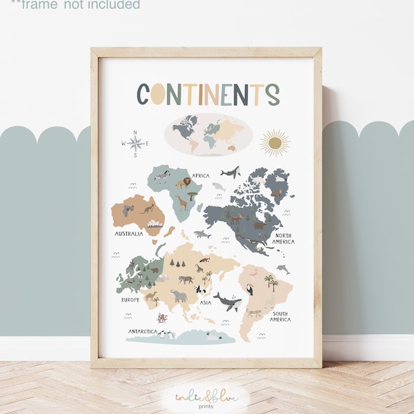 Continents and World - Etsy