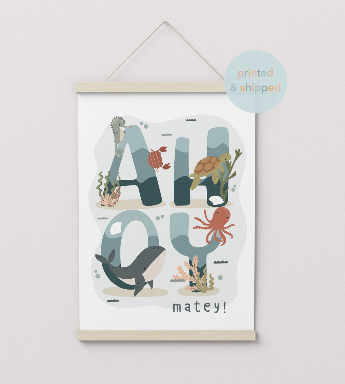Ahoy Print, Sea Animals Nursery Print, Under the Ocean Nursery Print ...