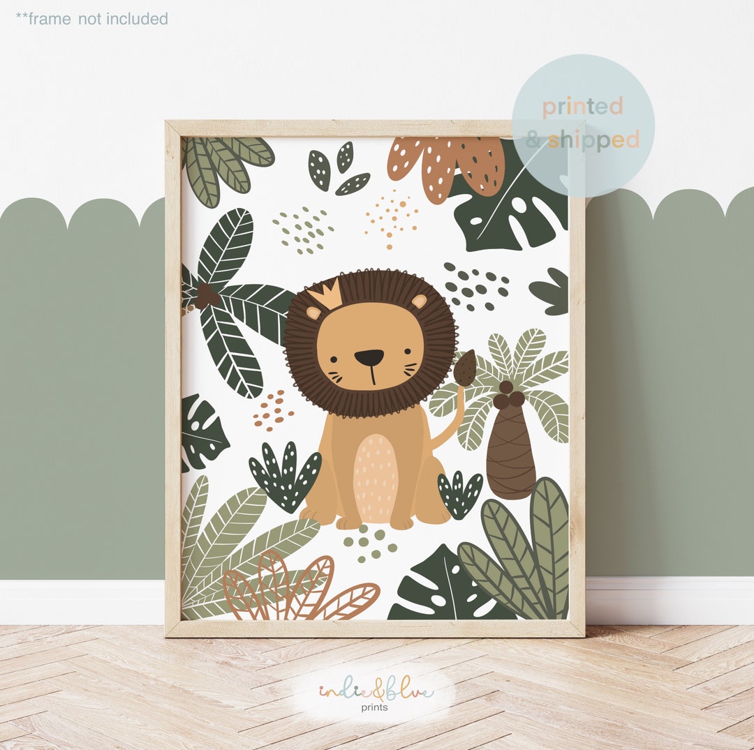 Lion Print, Jungle Animal Print, Safari Animals Print, Scandi Nursery ...