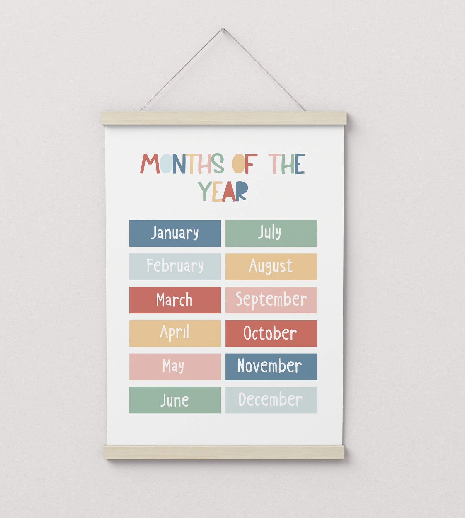 Rainbow Months of the Year Chart, Unframed Months Print, Classroom ...