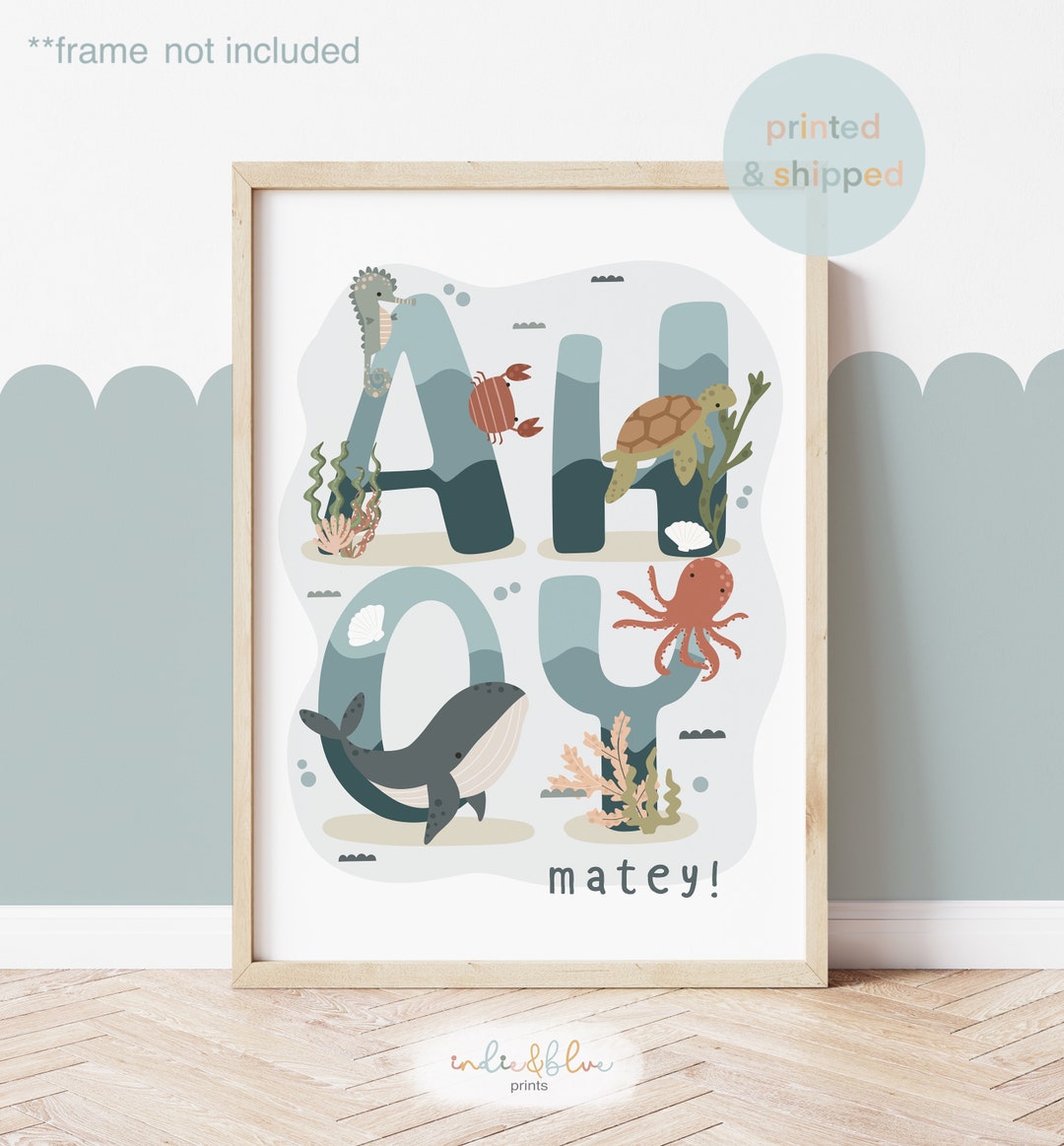 Ahoy Print, Sea Animals Nursery Print, Under the Ocean Nursery Print ...