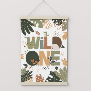 Wild One Print, Jungle Animals Print, Safari Nursery Decor, Scandi ...