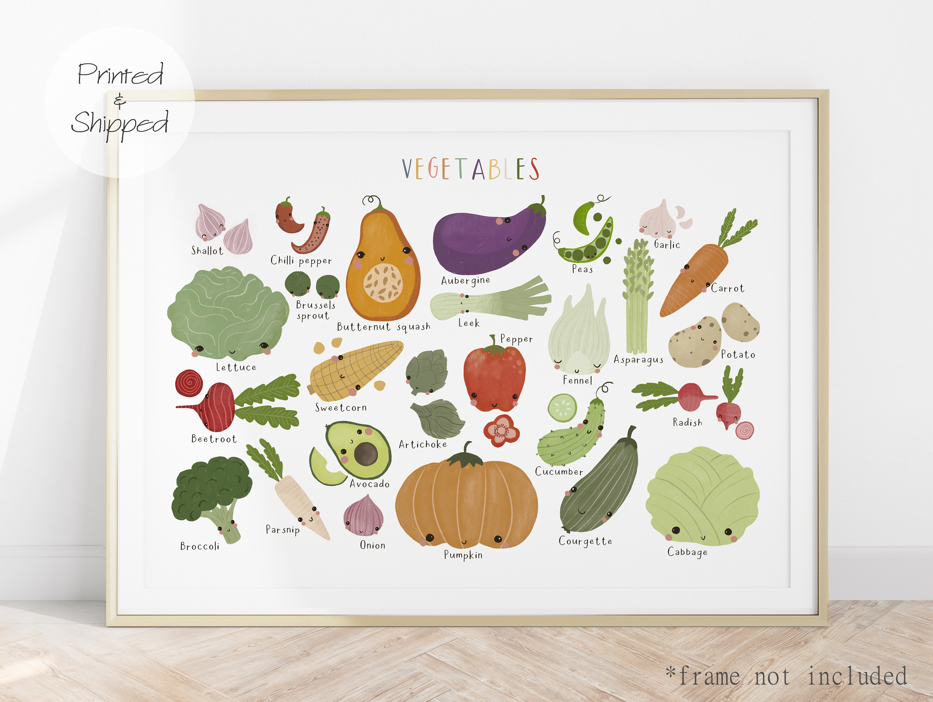 Vegetable Chart Poster, Educational Print, Playroom Print, Vegetables ...