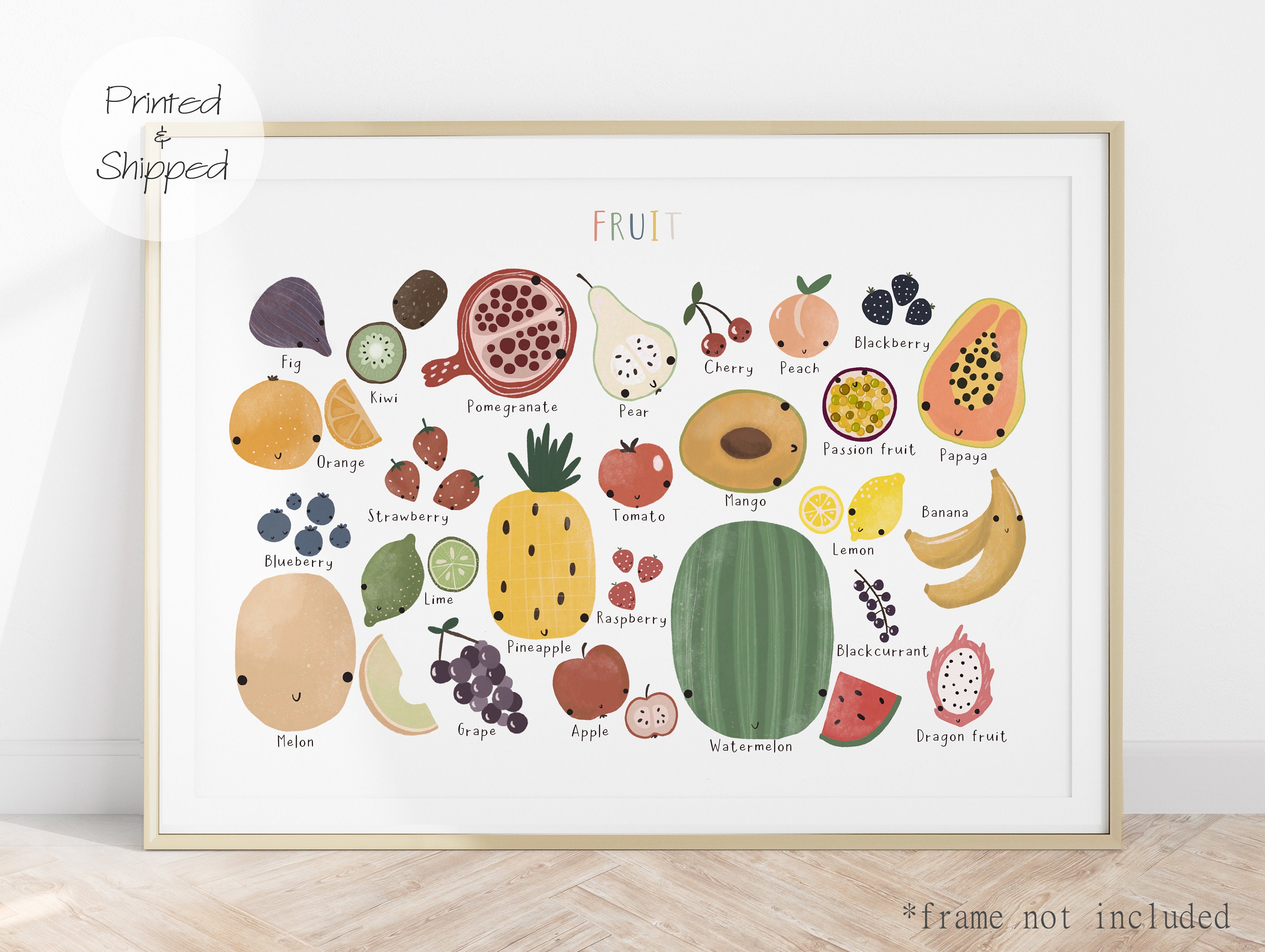 Fruit Chart Poster, Educational Print, Montessori Playroom Print, Fruit ...