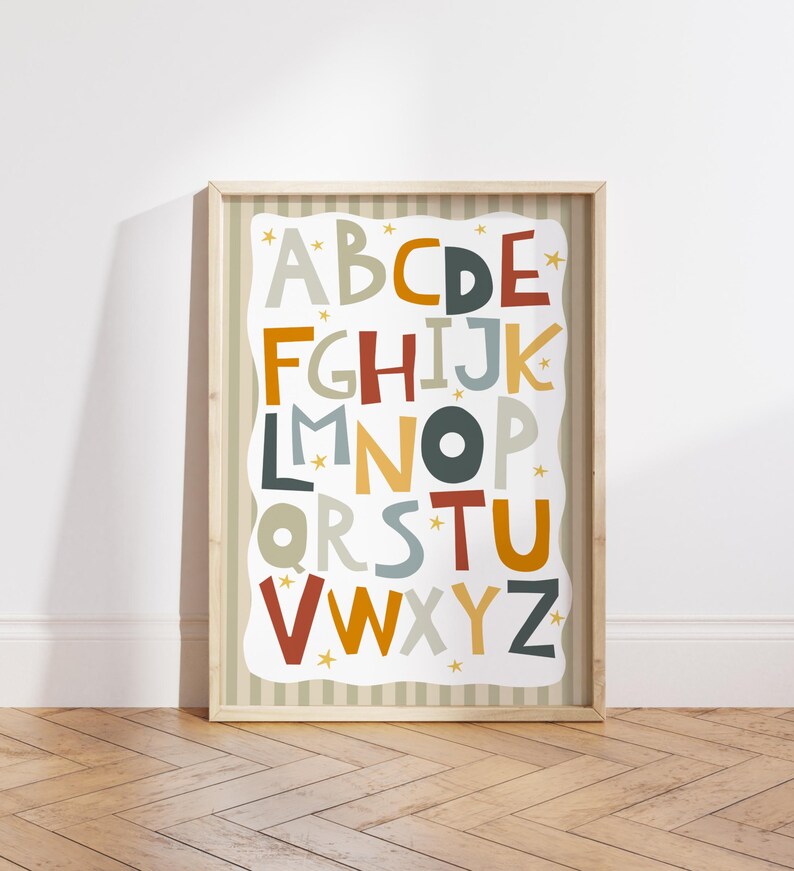 Educational Alphabet Chart Print in Bright Colours, ABC Print ...