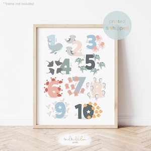 Numbers Chart Print, Ocean Nursery Sea Animals Print, Under the Ocean ...