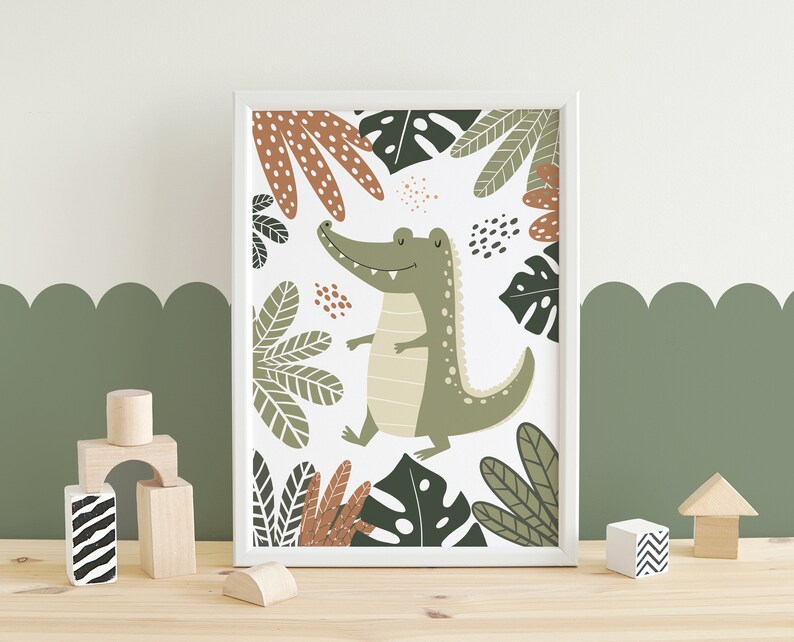 Crocodile Print, Safari Animals Print, Jungle Animals Alligator Nursery ...