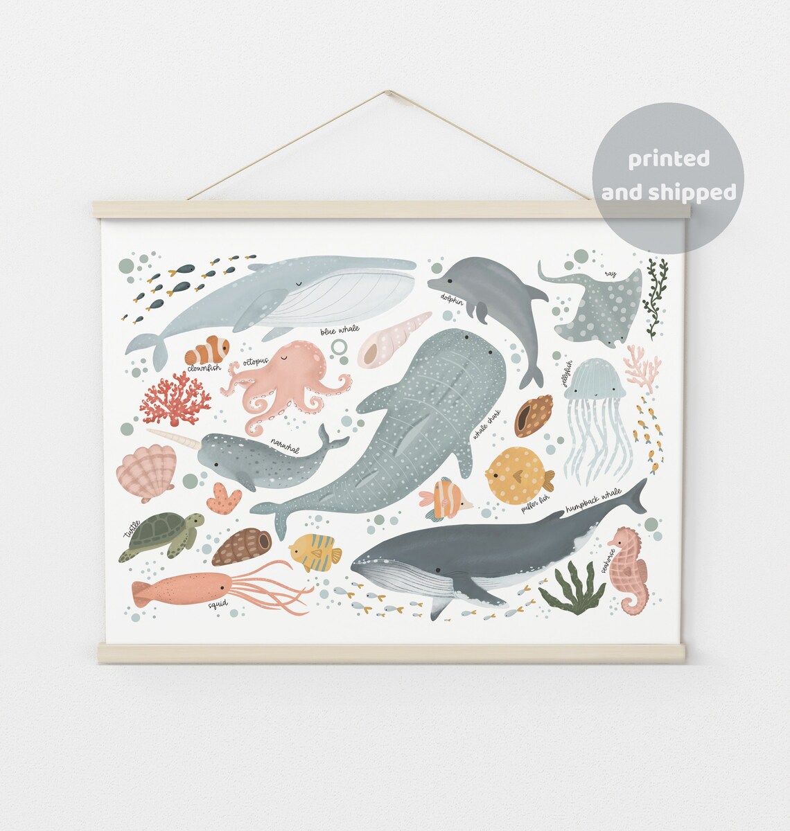 Sea Animals UNFRAMED Poster Under the Ocean Nursery Print - Etsy