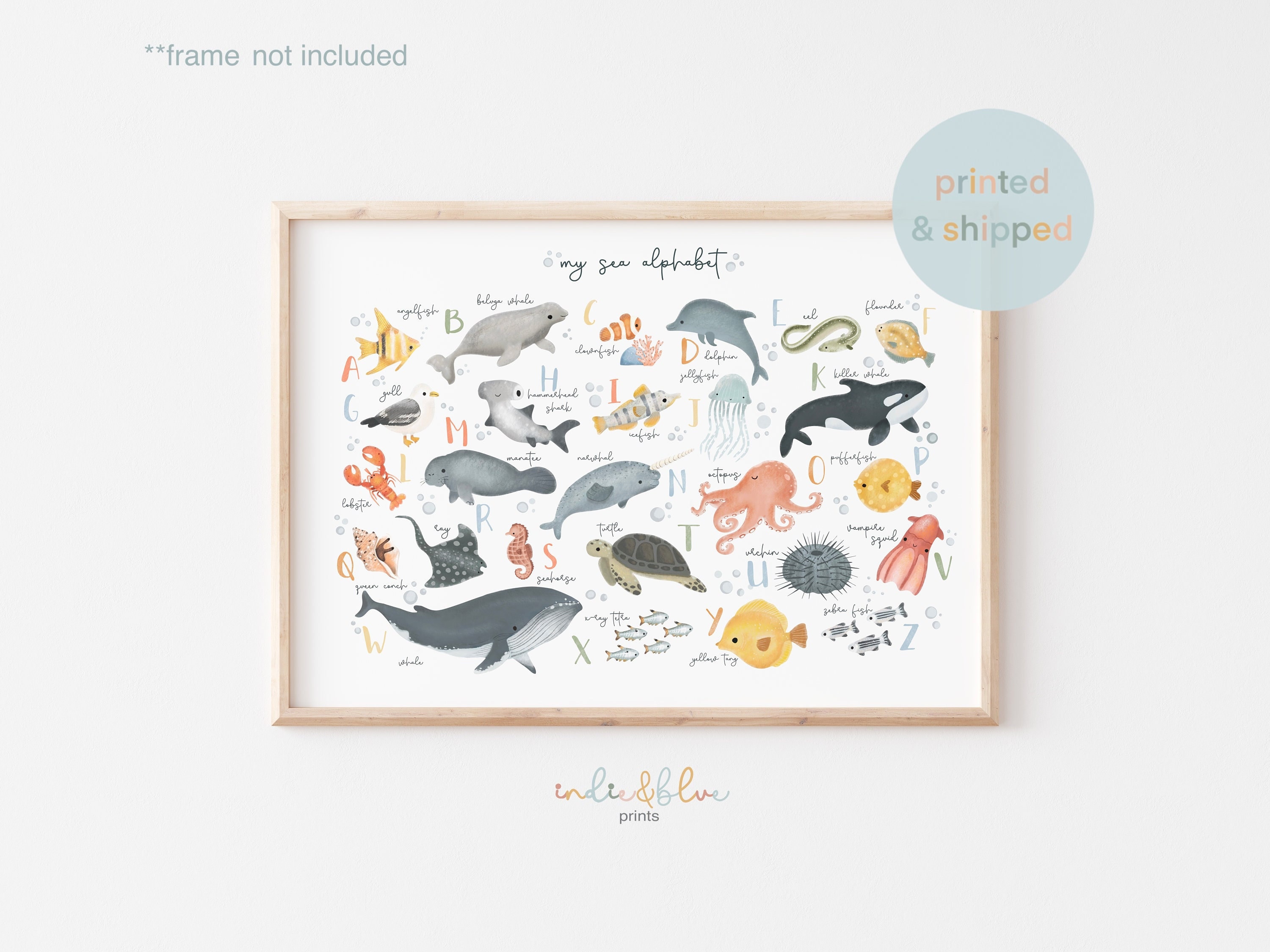 Sea Animals Alphabet Print, Under the Ocean Print, Sea Nursery, Ocean ...