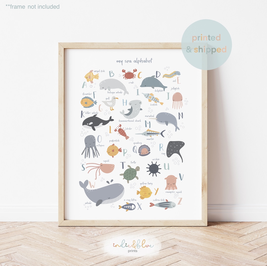 Sea Animals Alphabet Print, Ocean Nursery Decor, Sea Nursery Print ...
