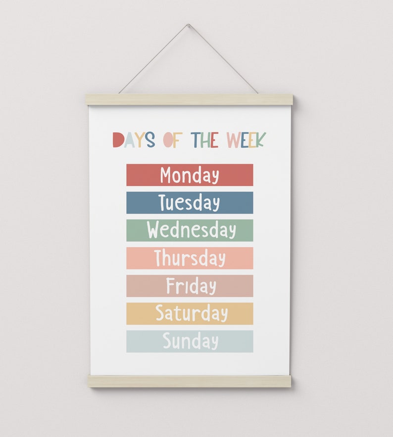 Rainbow Days of the Week Chart, Unframed Days Print, Classroom Decor ...