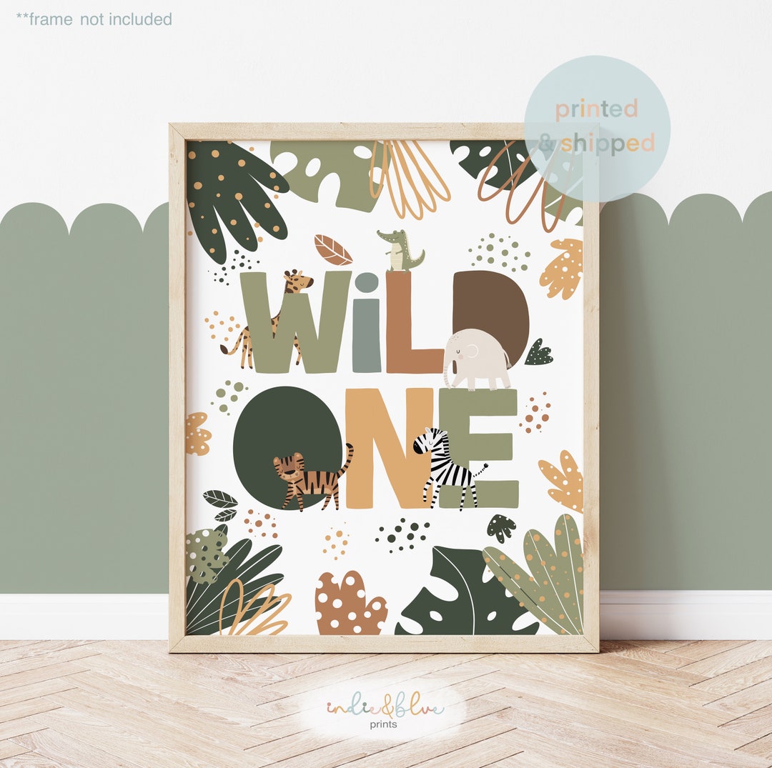 Wild One Print, Jungle Animals Print, Safari Nursery Decor, Scandi Nursery Decor, Boy Nursery ...