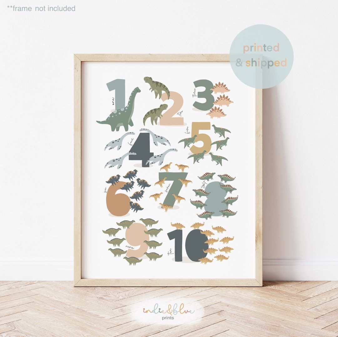 Dinosaur Numbers Print, Animal Print, Dinosaur Poster, Educational ...