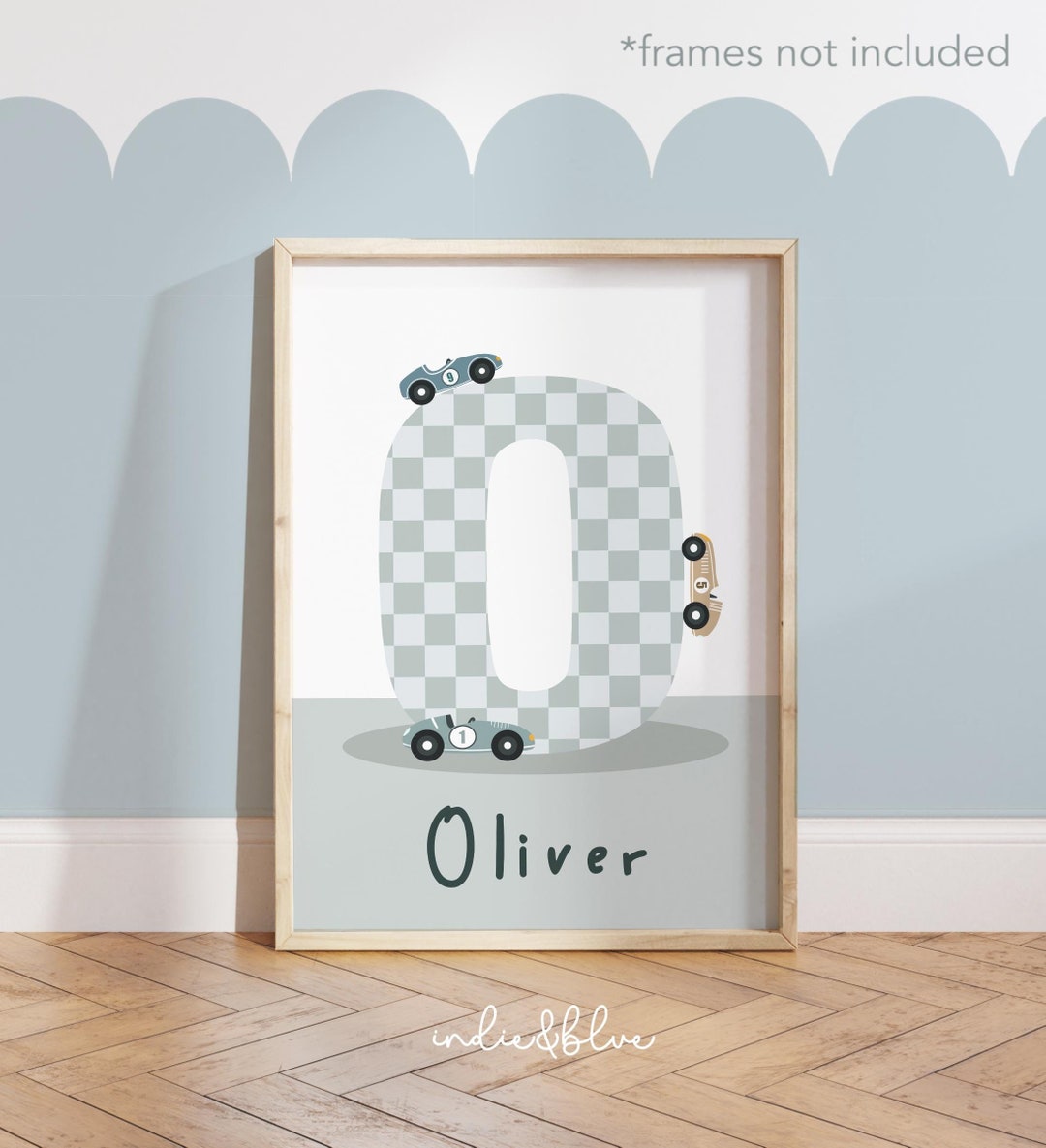 Personalised Race Car Name Print, Checkered Flag Initial Boy Print, Boy ...
