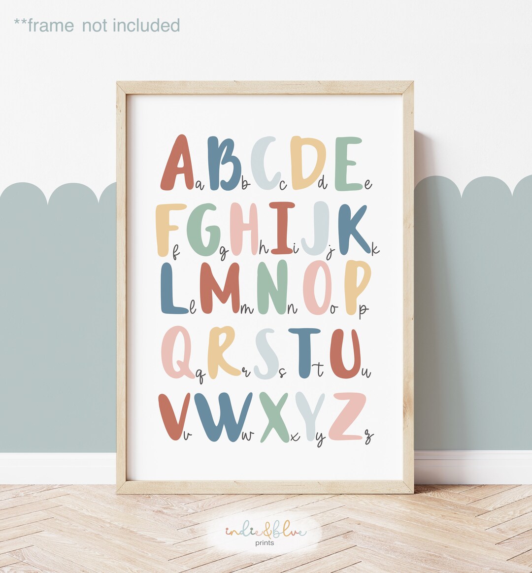 Rainbow Unframed Alphabet Chart Print, Alphabet Nursery Decor ...