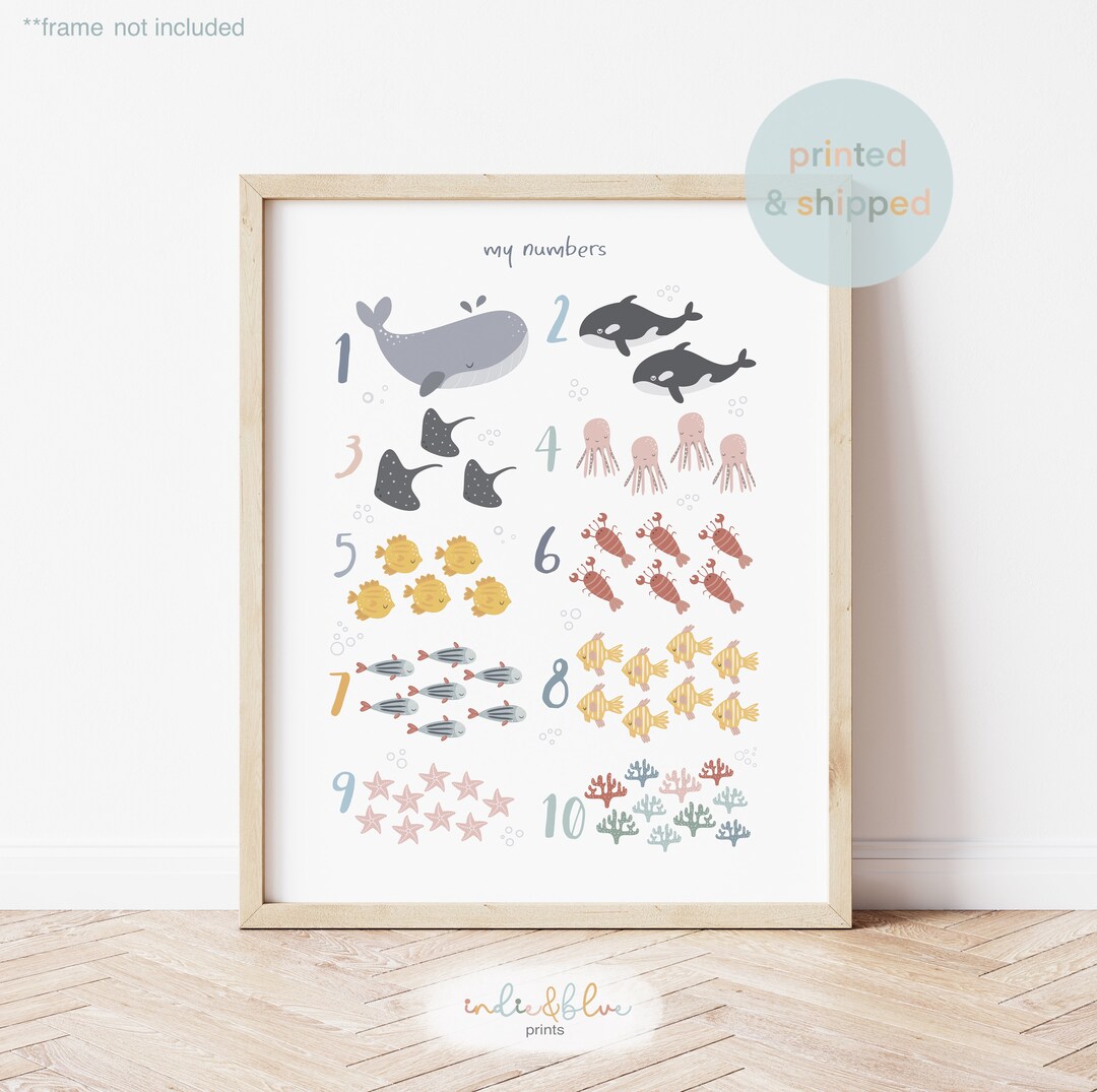 Sea Animals Numbers Print, Sea Animals Print, Sea Nursery, Ocean ...