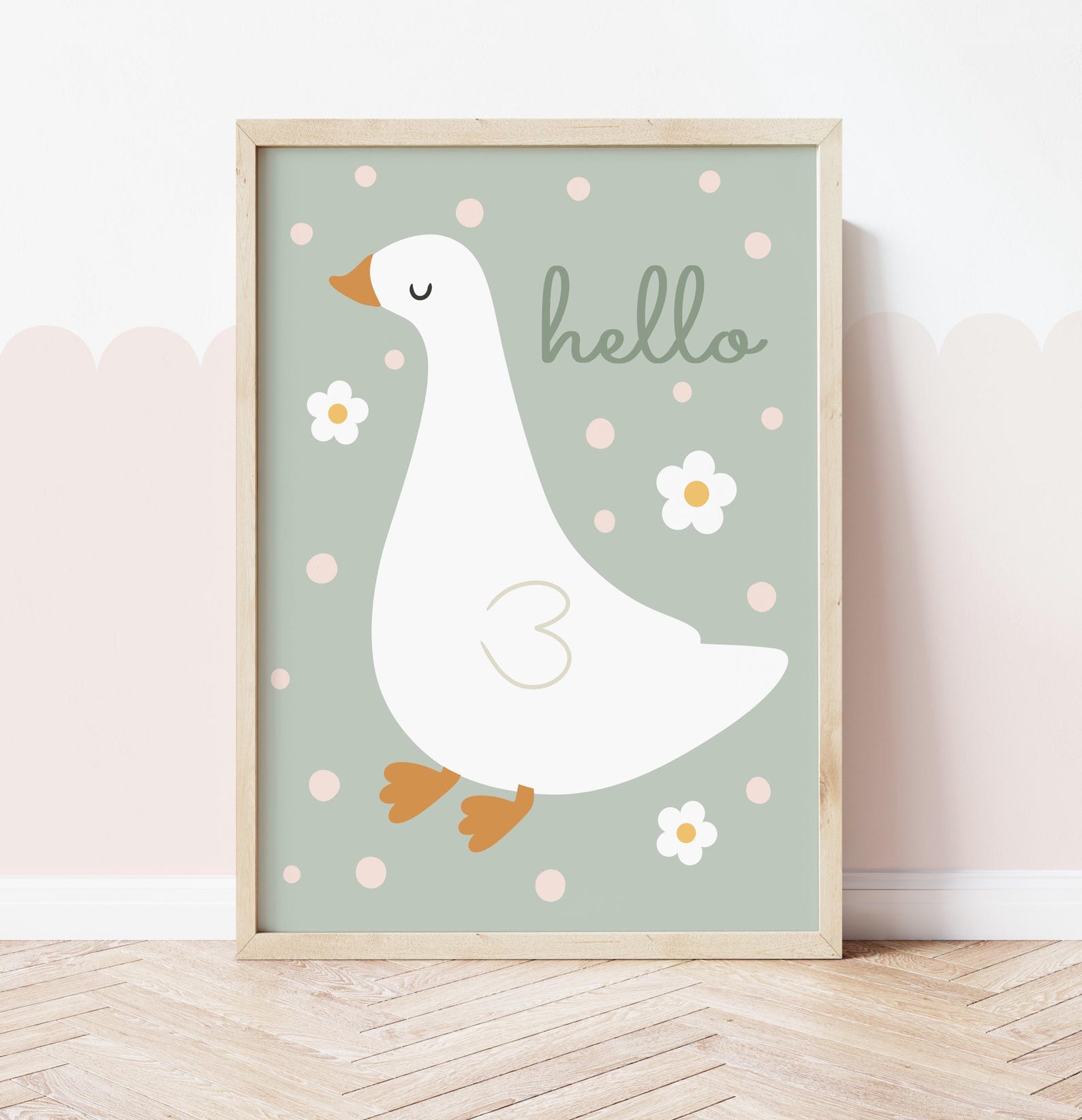 Set of 6 Personalised Gallery Wall Prints, Pastel Green and Mustard ...