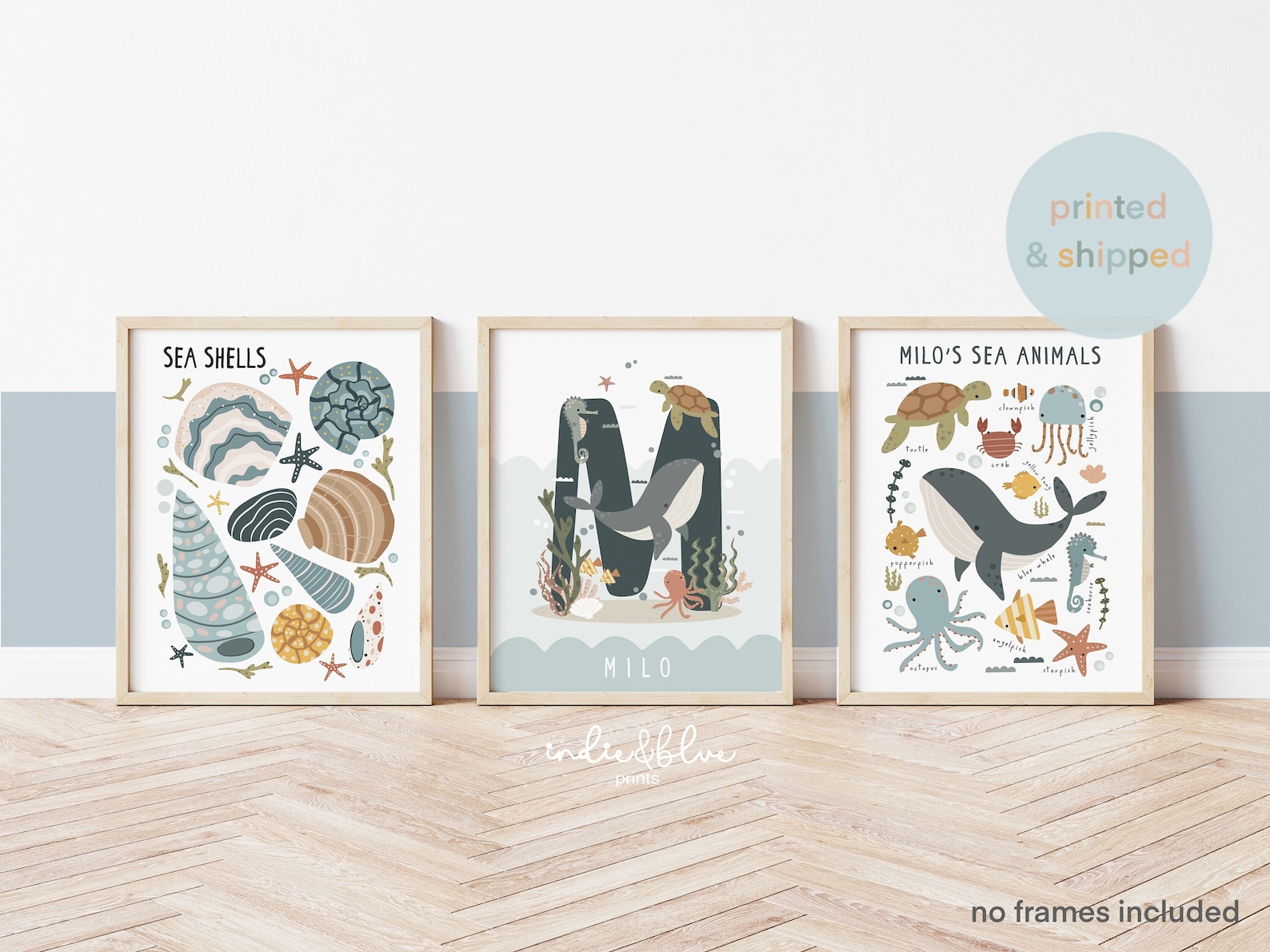 Personalised Name Sea Animals Print Set, Under the Sea, Ocean Nursery ...