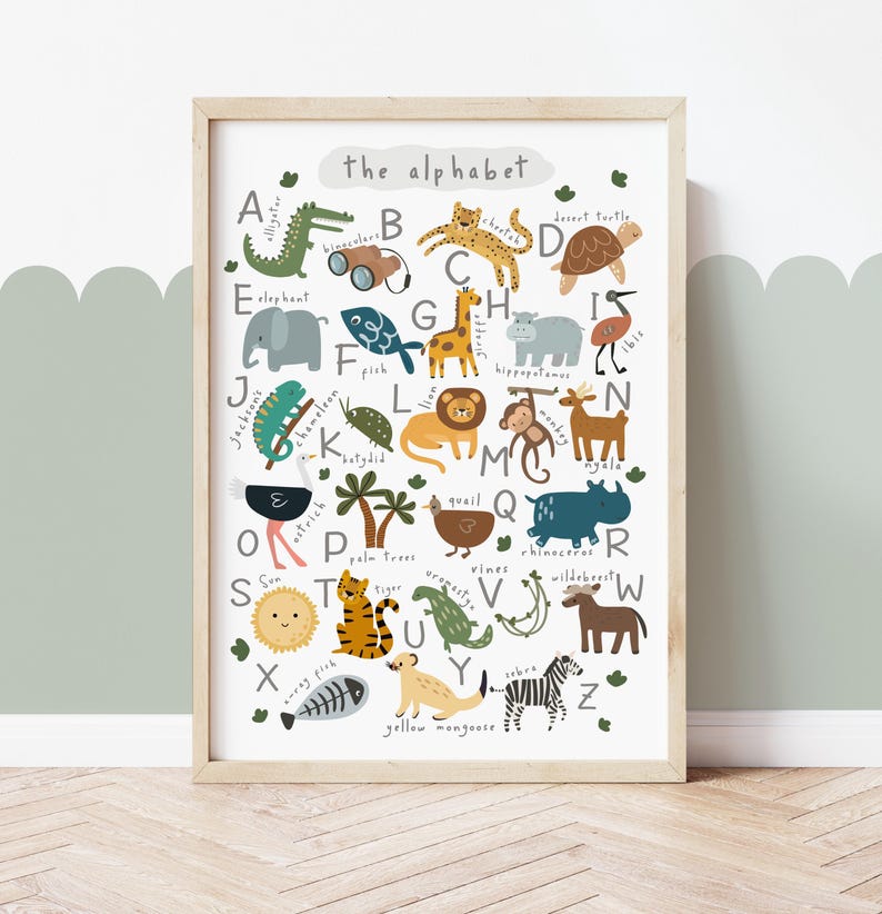 Personalised Safari Set of Gallery Wall Prints in Bright Colours ...