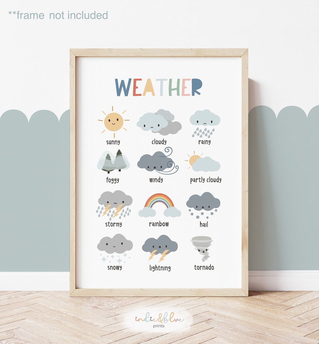 Rainbow Weather Chart, Unframed Weather Print, Classroom Decor ...