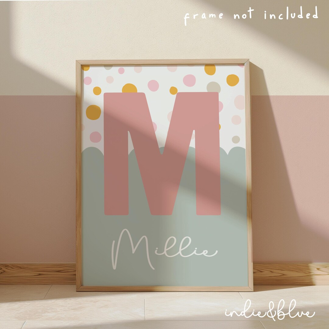 Personalised Girl Initial Print in Pink and Turquoise, Teen Girl ...