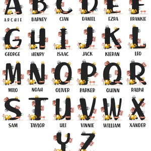 Set of 3 Personalised Transport Posters, Vehicle Alphabet Print, Cars ...