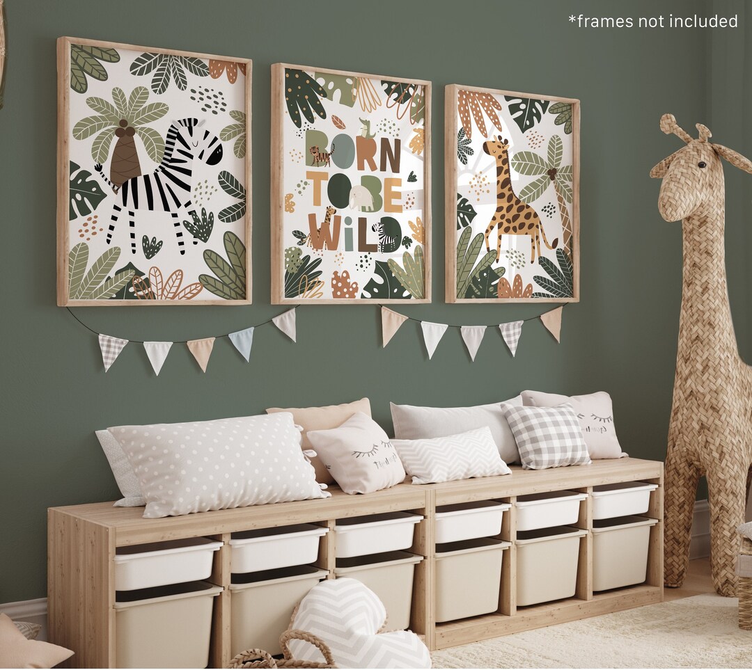 Set of 3 Safari Animals Prints, Born to Be Wild Print, Giraffe Print ...