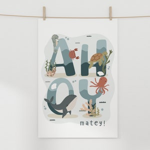 Ahoy Print, Sea Animals Nursery Print, Under the Ocean Nursery Print ...