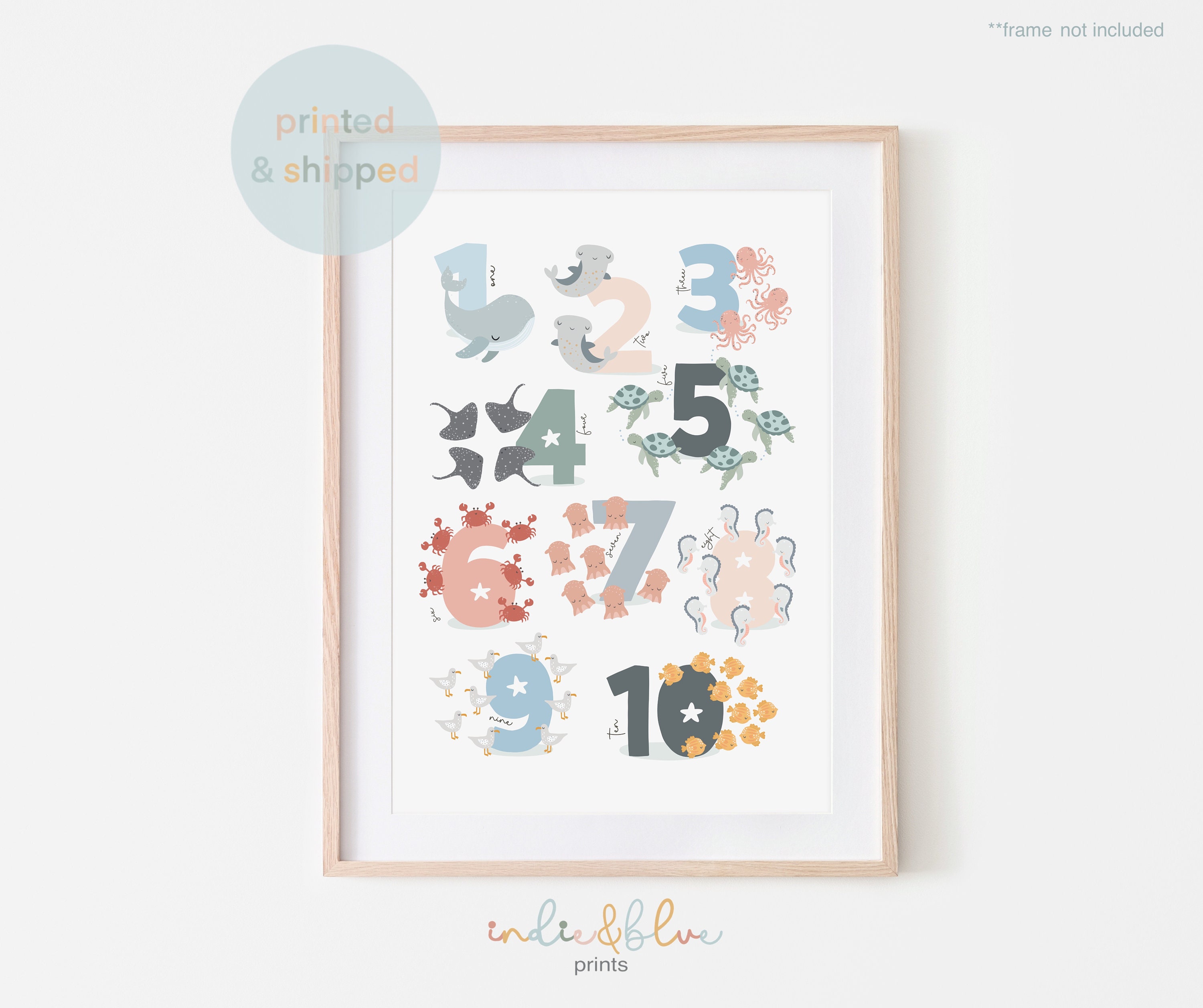 Numbers Chart Print, Ocean Nursery Sea Animals Print, Under the Ocean ...