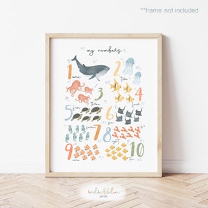 Numbers Print, Sea Animals Print, Under the Ocean Print, Ocean Nursery ...