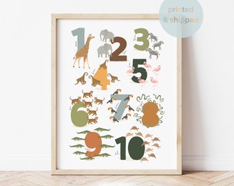 Set of 2 Safari Alphabet Numbers Print, ABC Print, Safari Animals Print ...